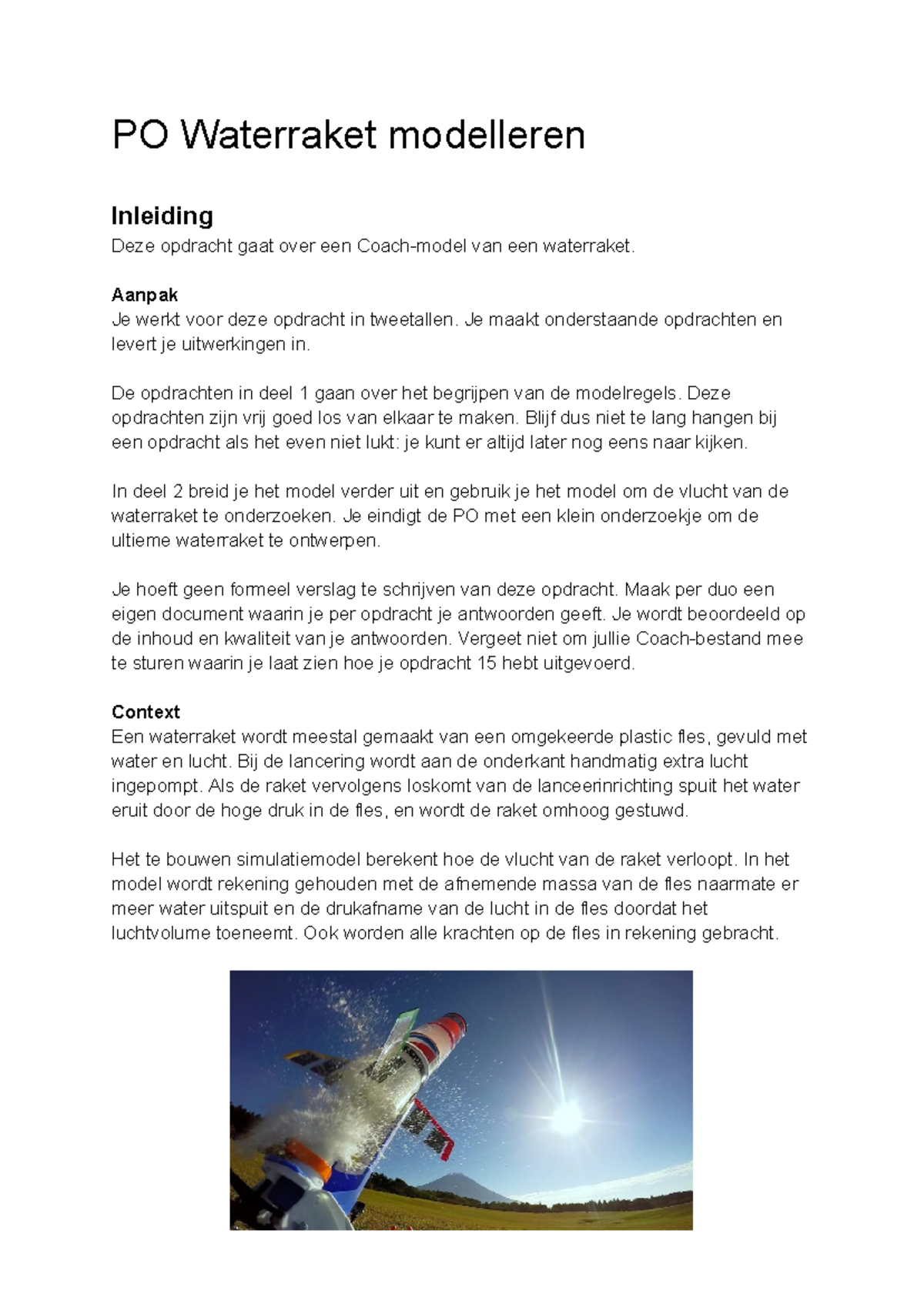 PO Modelleren - Coach-model voor de Waterraket Analyse en Ontwerp ...