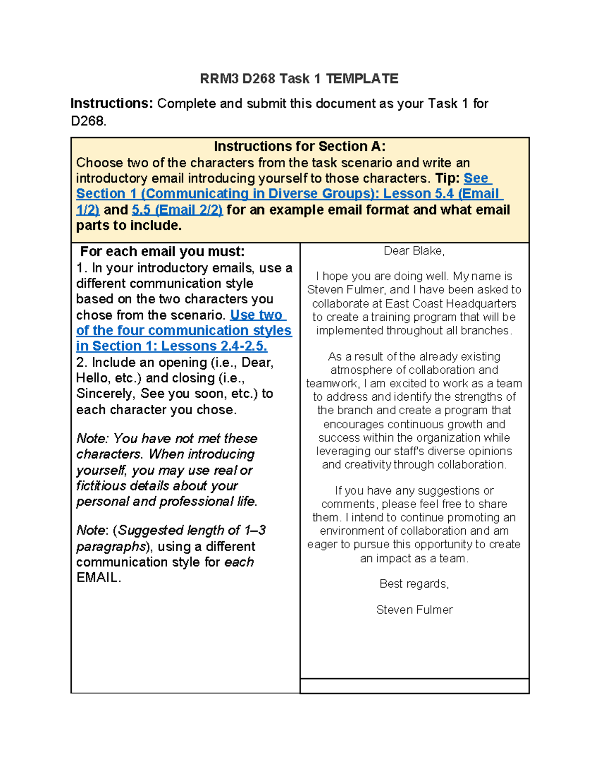 D268 Task 1 Template - Task 1 - RRM3 D268 Task 1 TEMPLATE Instructions ...