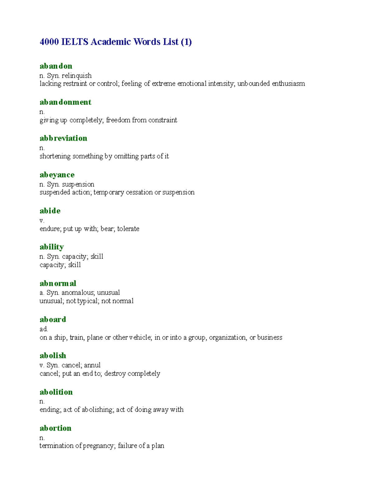 IELTS Academic Word List: Essential Vocabulary for Success - Studocu