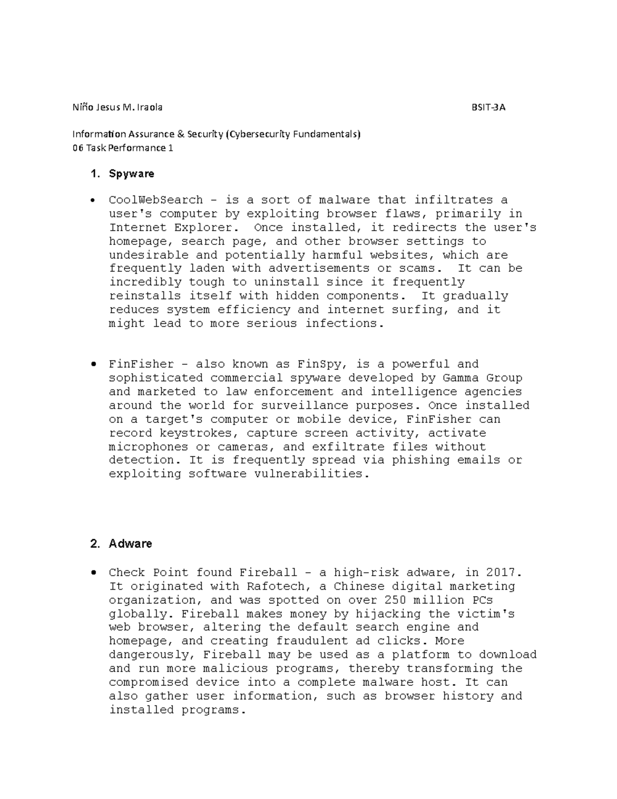 06 Task Performance 1 - ARG Info Assurance & Security: Malware Analysis ...