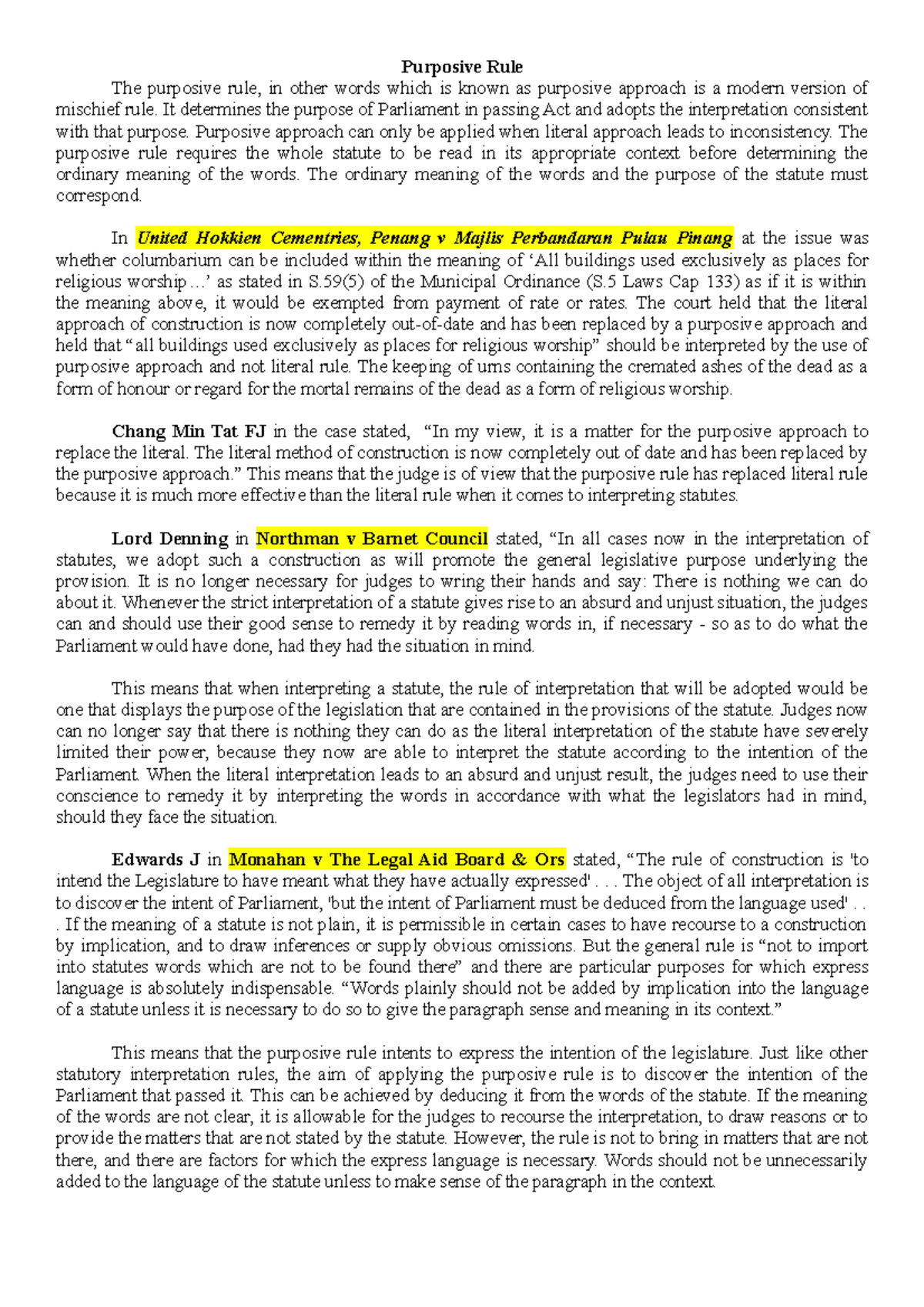 Purposive Rule in Statutory Interpretation: Understanding Its ...