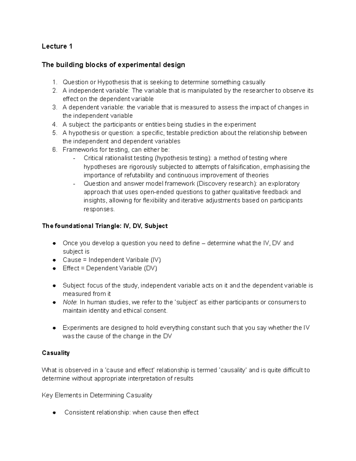 HUBS2407 Lecture Notes: Experimental Design Fundamentals - Studocu