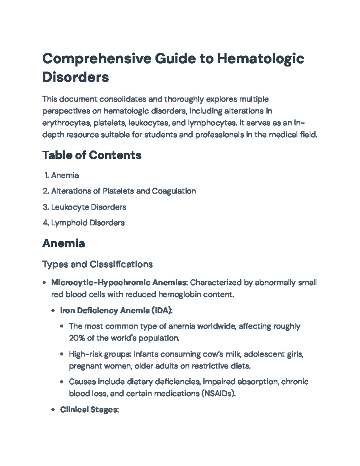 Hematologic Disorders: Comprehensive Guide on Anemia and Coagulation ...
