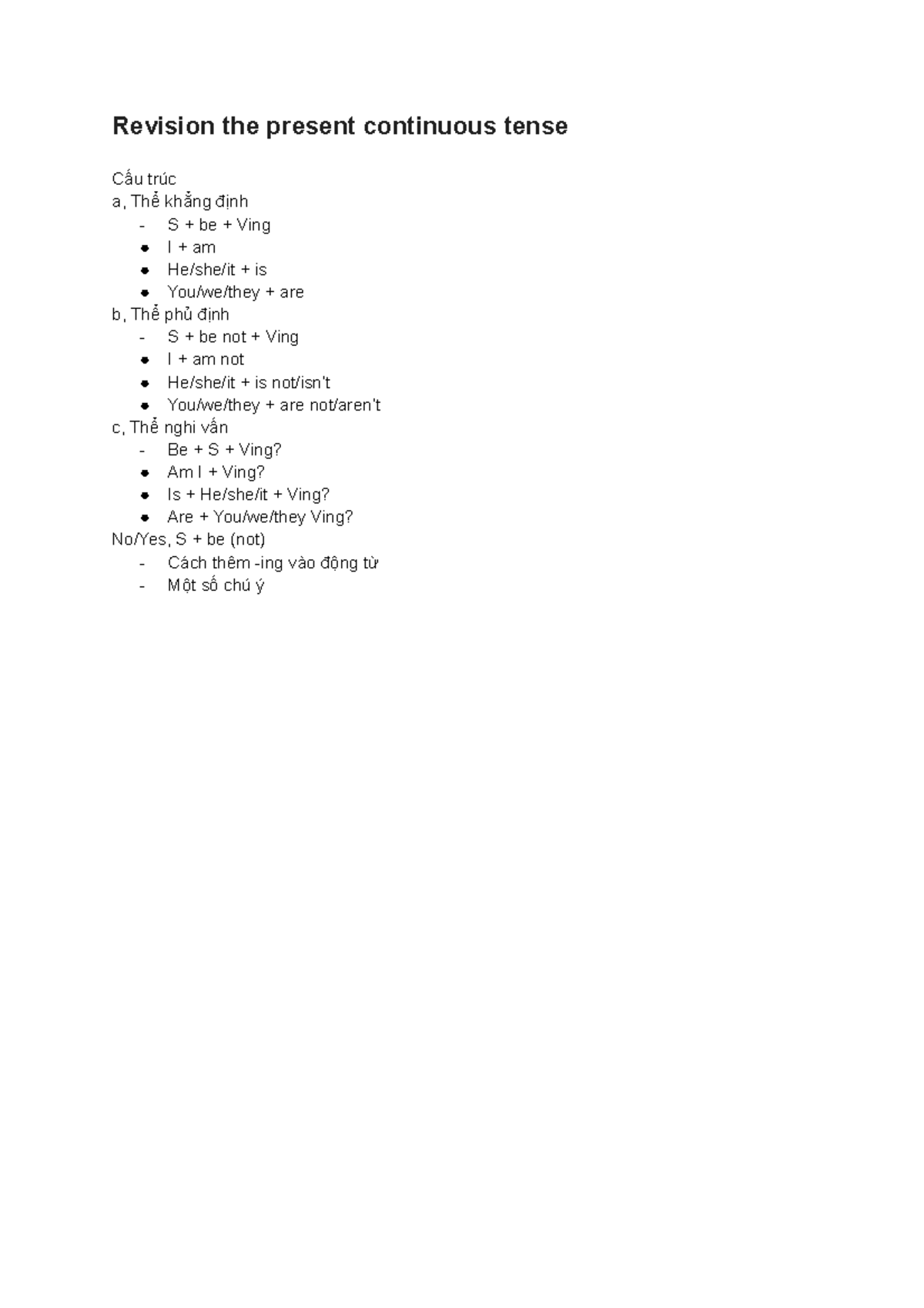 Buổi 13 - học và hojc - Revision the present continuous tense Cấu trúca ...