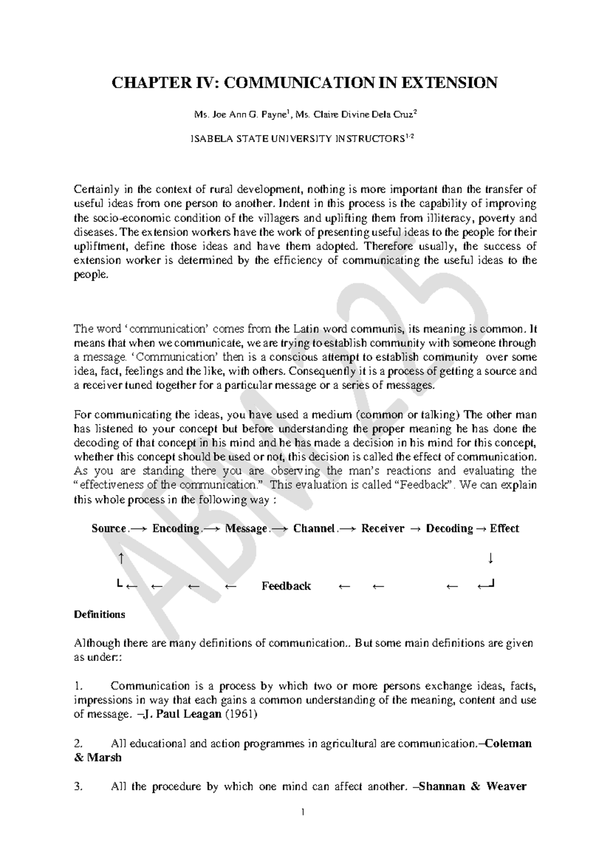 Chapter IV Communication in Extension - CHAPTER IV: COMMUNICATION IN ...