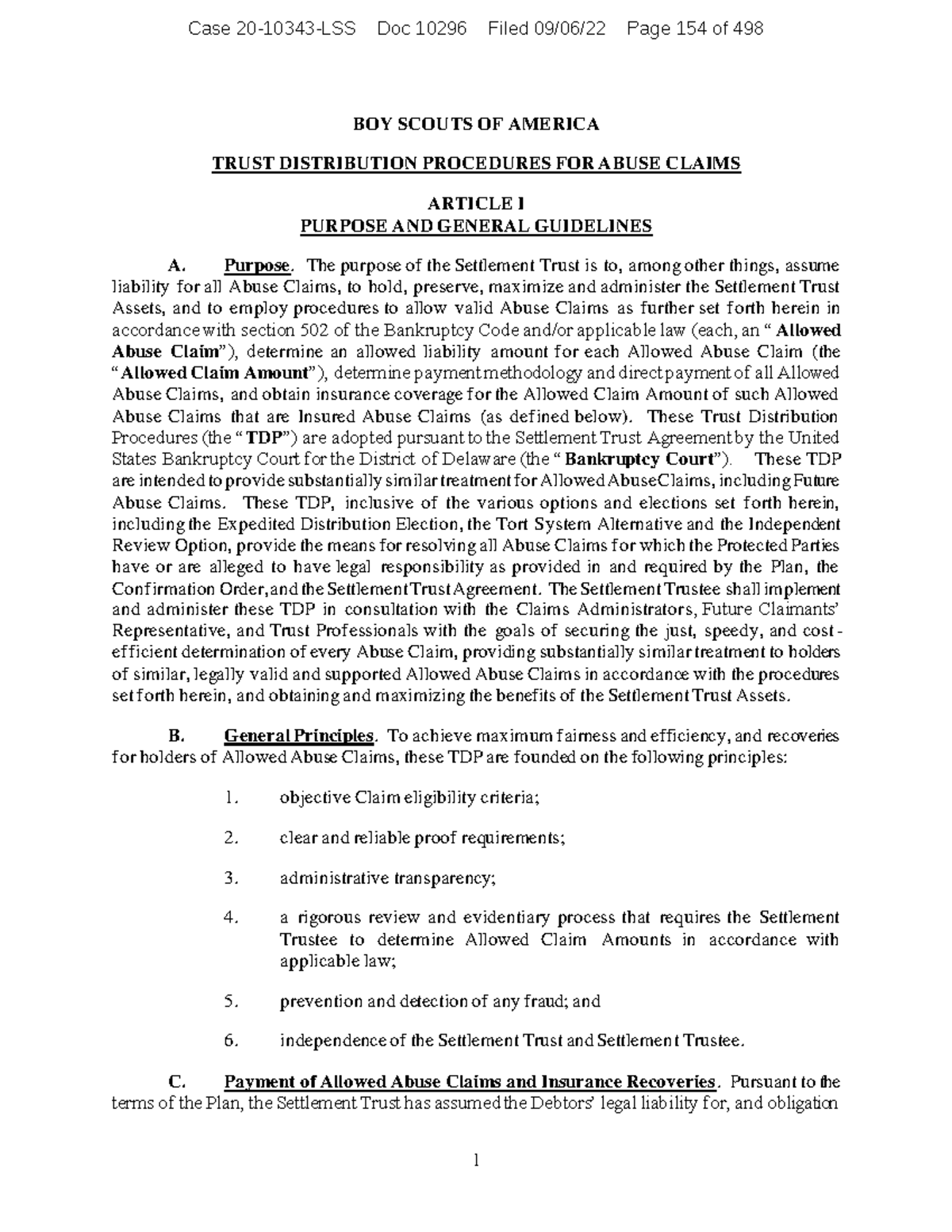 Trust Distribution Procedures for Abuse Claims: Guidelines Overview ...