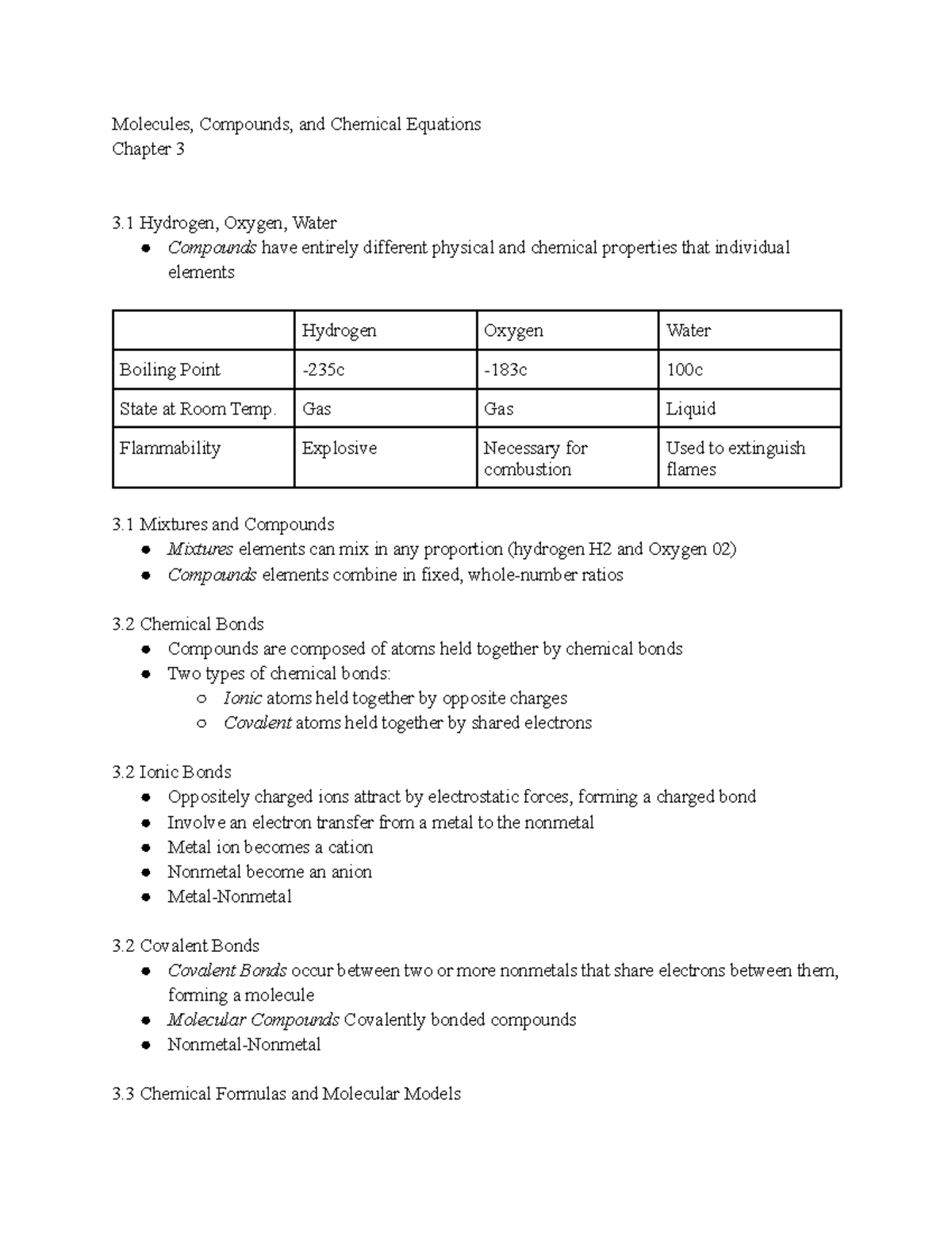 Chemistry 101: Chapter 3 - Molecular Compounds and Chemical Formulas - Studocu