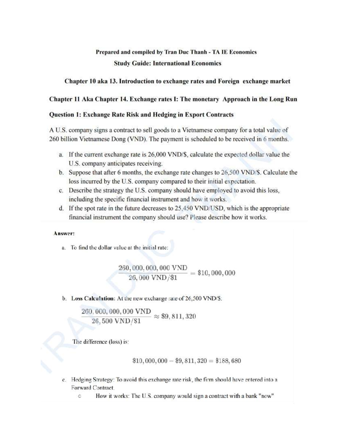 IE Economics Study Guide: International Economics Chapters 10-11 ...