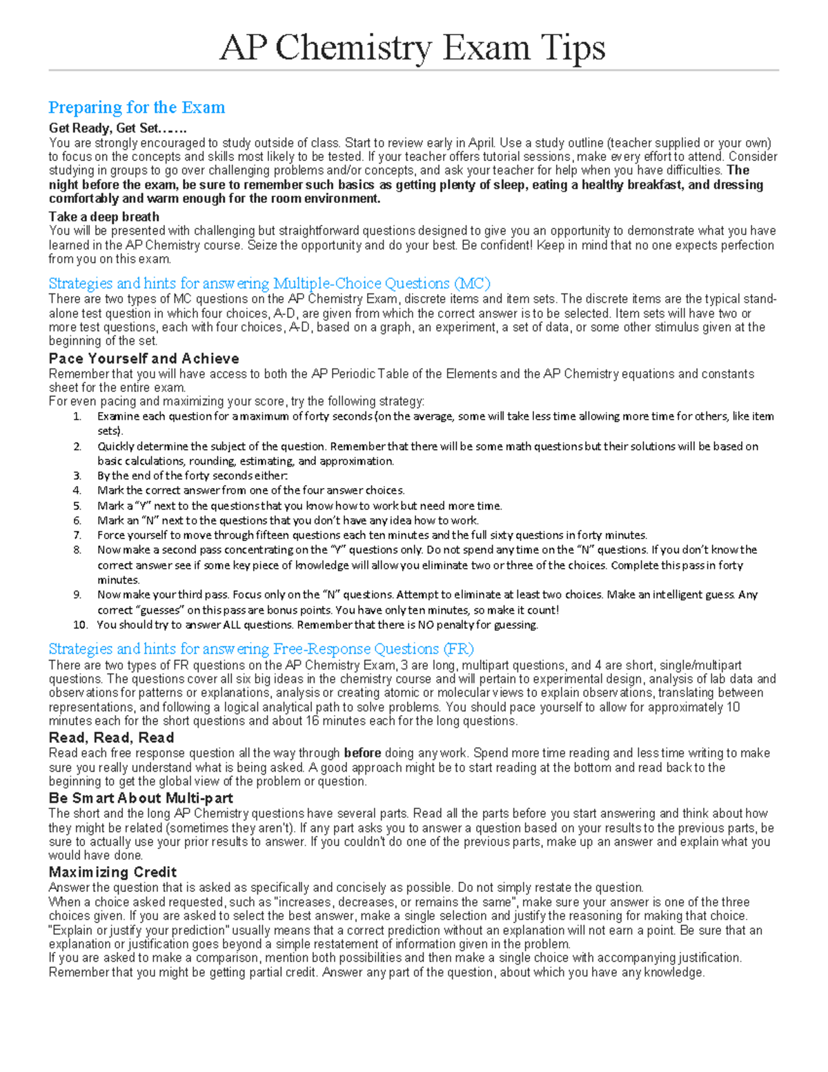 AP Chemistry Exam Tips: Strategies for Success in AP Chem (AP Chem ...