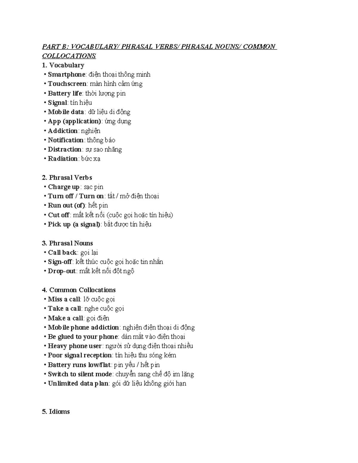 Lexical resources for cellphones: common collocations and phrasal verbs ...