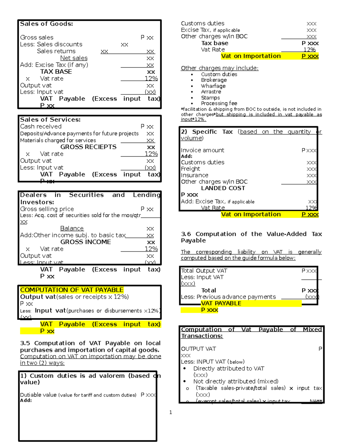 TAX 301: VAT Computation Guide & Formulas for Sales of Goods/Services ...