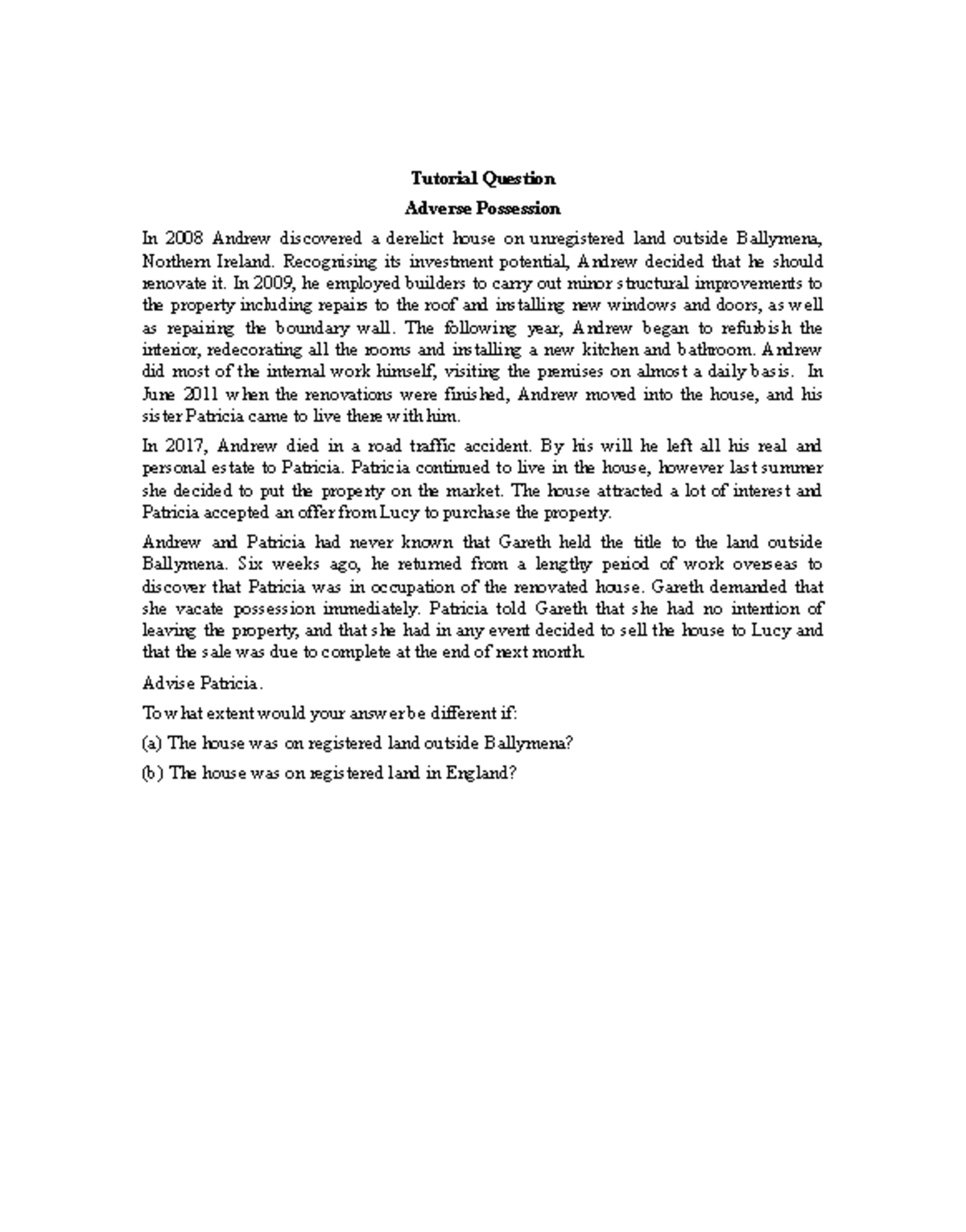 Tutorial+2+-+Adverse+Possession - Tutorial Question Adverse Possession ...