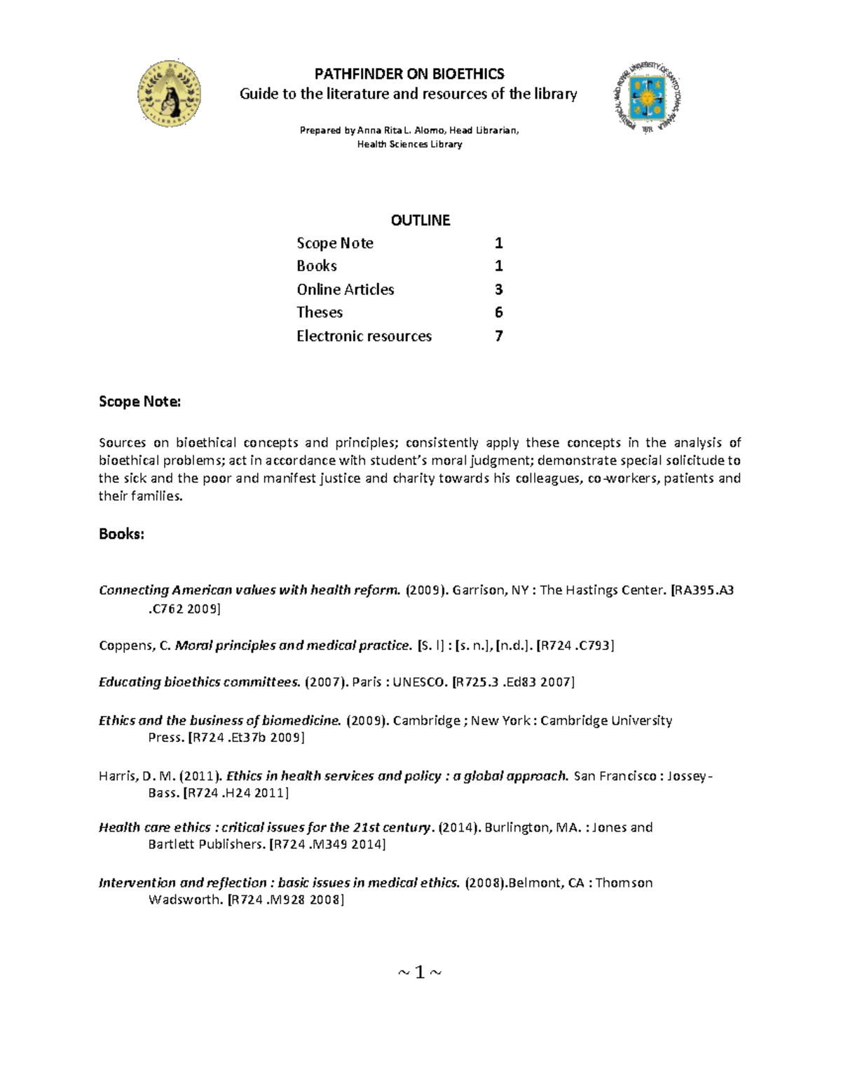 Bioethics Resources and Literature Guide for Nursing (NUR 101) - Studocu