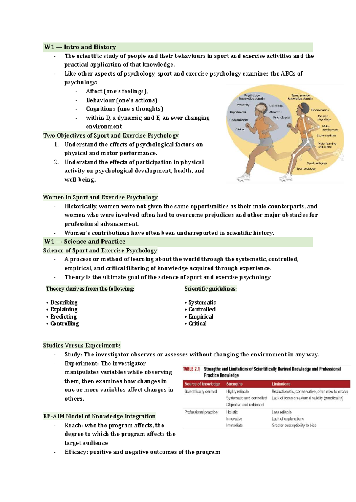 S&E Psychology W1-4: Intro, History, and Key Concepts in Sport ...