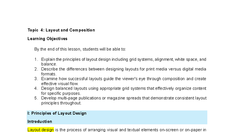 Topic 4: Layout & Composition - Multimedia Final Exam Notes - Studocu