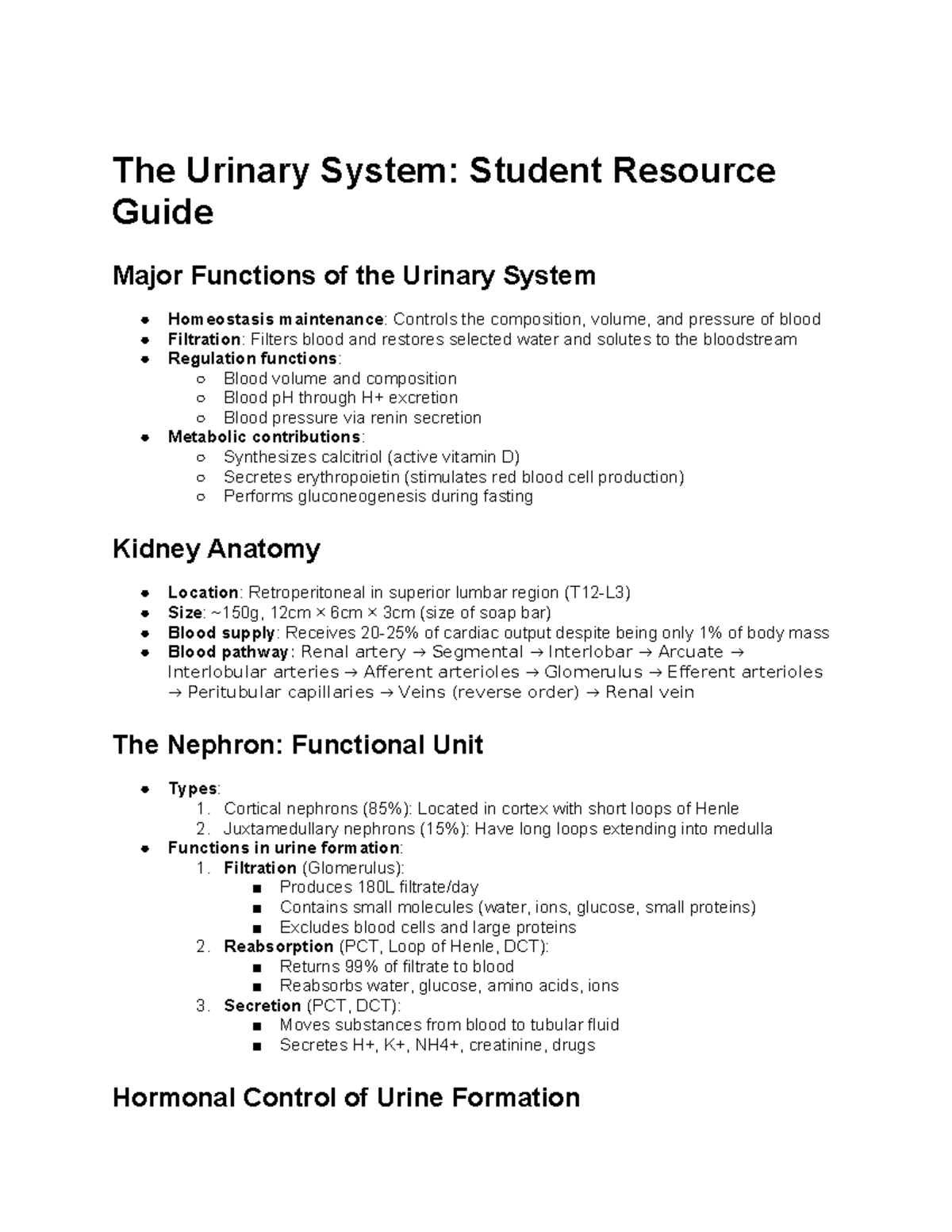 Urinary System Overview: Functions, Anatomy, and Hormonal Regulation - The Urinary System ...