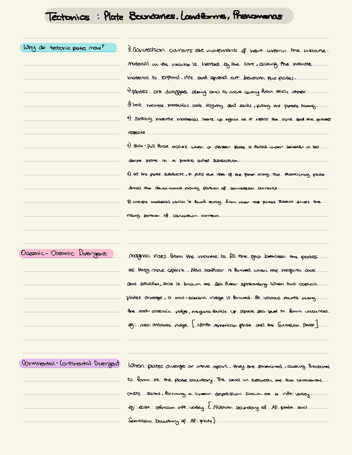 Geography Elective Tectonic Notes: Understanding Plate Movements and ...