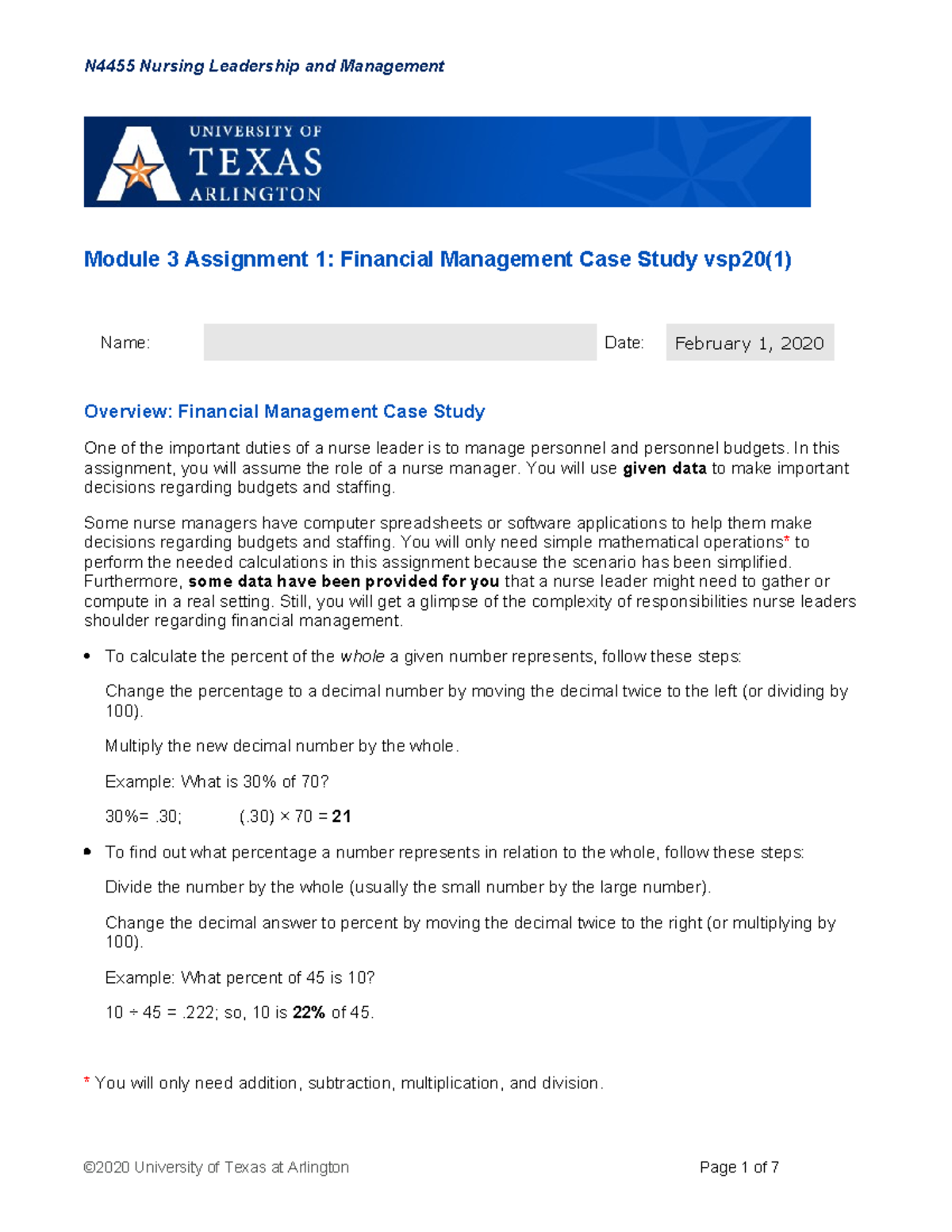 N4455 Module 3 Financial Management Case Study Analysis - Studocu