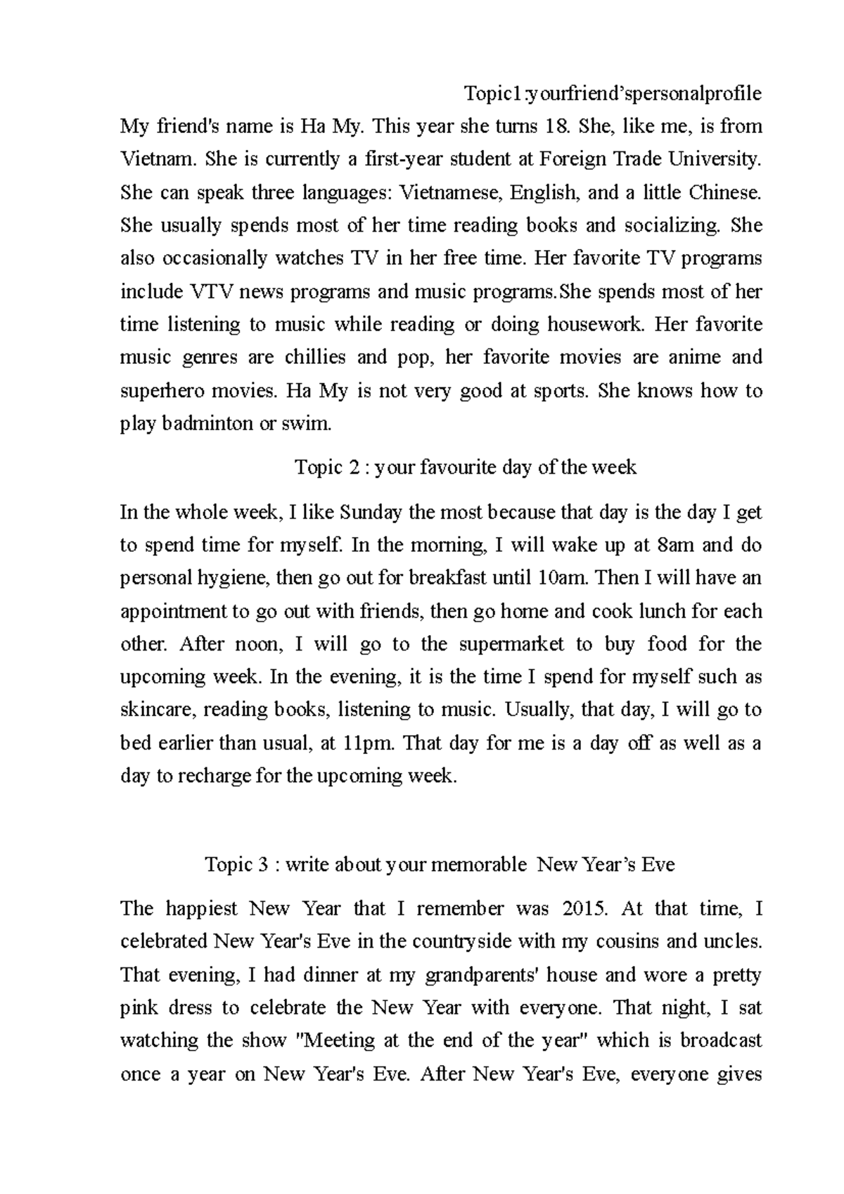 Tiếng Anh: Personal Reflections and Memorable Moments - Studocu