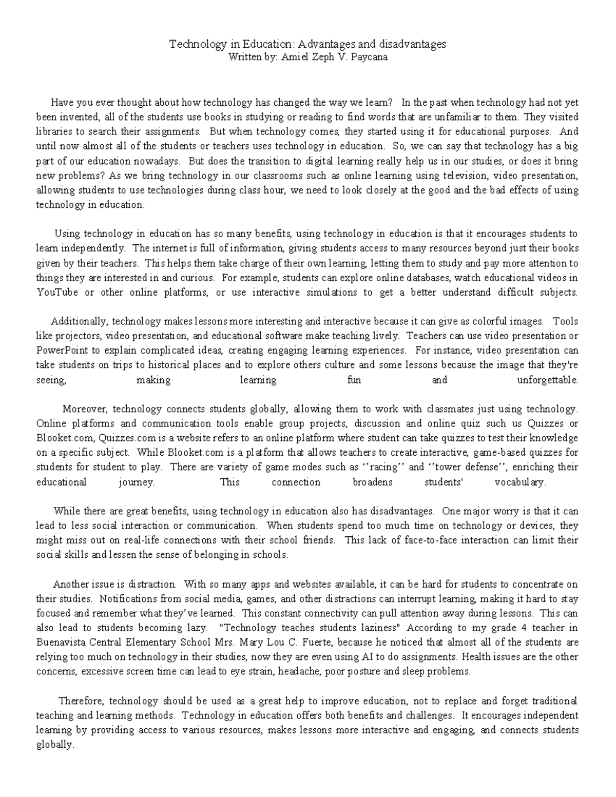 TECHNOLOGY IN EDUCATION: ADVANTAGES AND DISADVANTAGES - Technology in Education: Advantages and ...