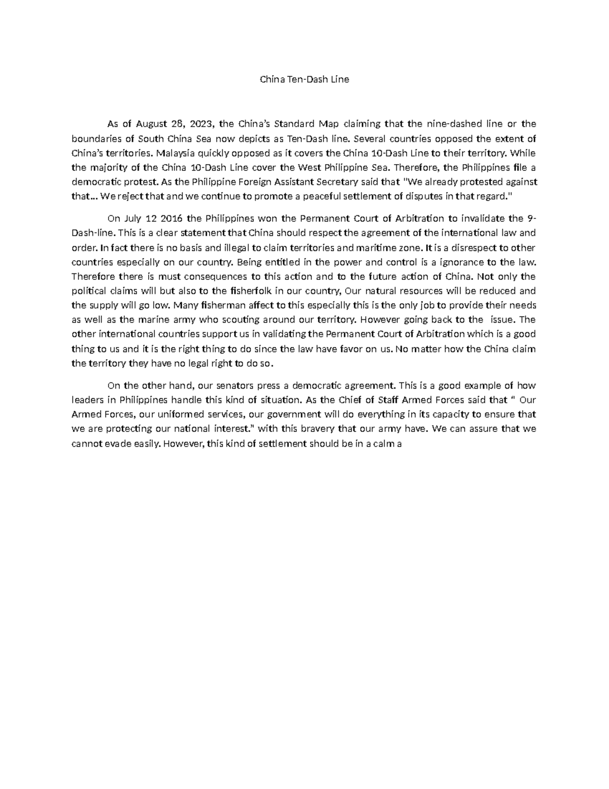 China Ten - China Ten-Dash Line As of August 28, 2023, the China’s ...