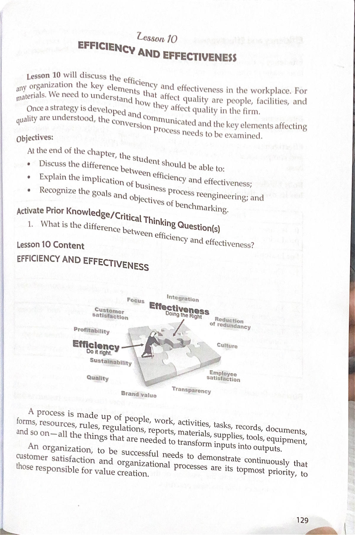 Lesson 10: Efficiency and Effectiveness in Workplace Strategies - Studocu