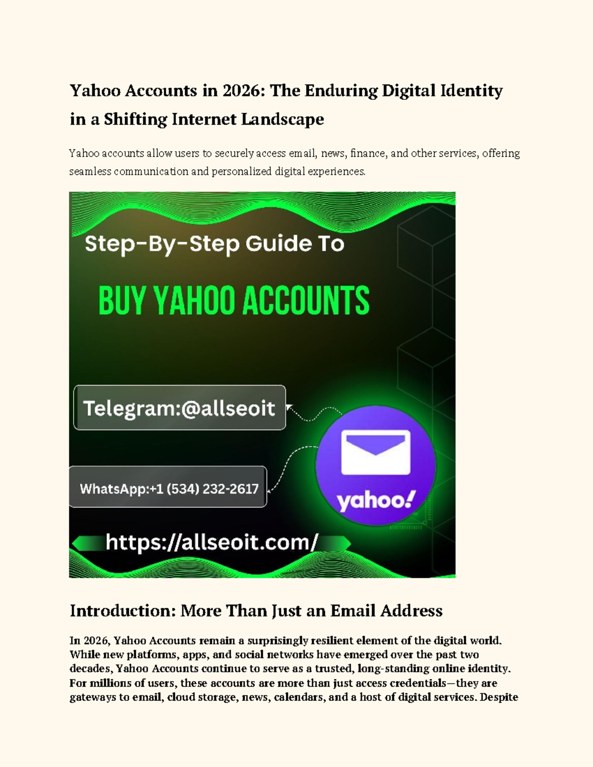 Yahoo Accounts in 2026: A Guide to Purchasing Old Accounts - Studocu