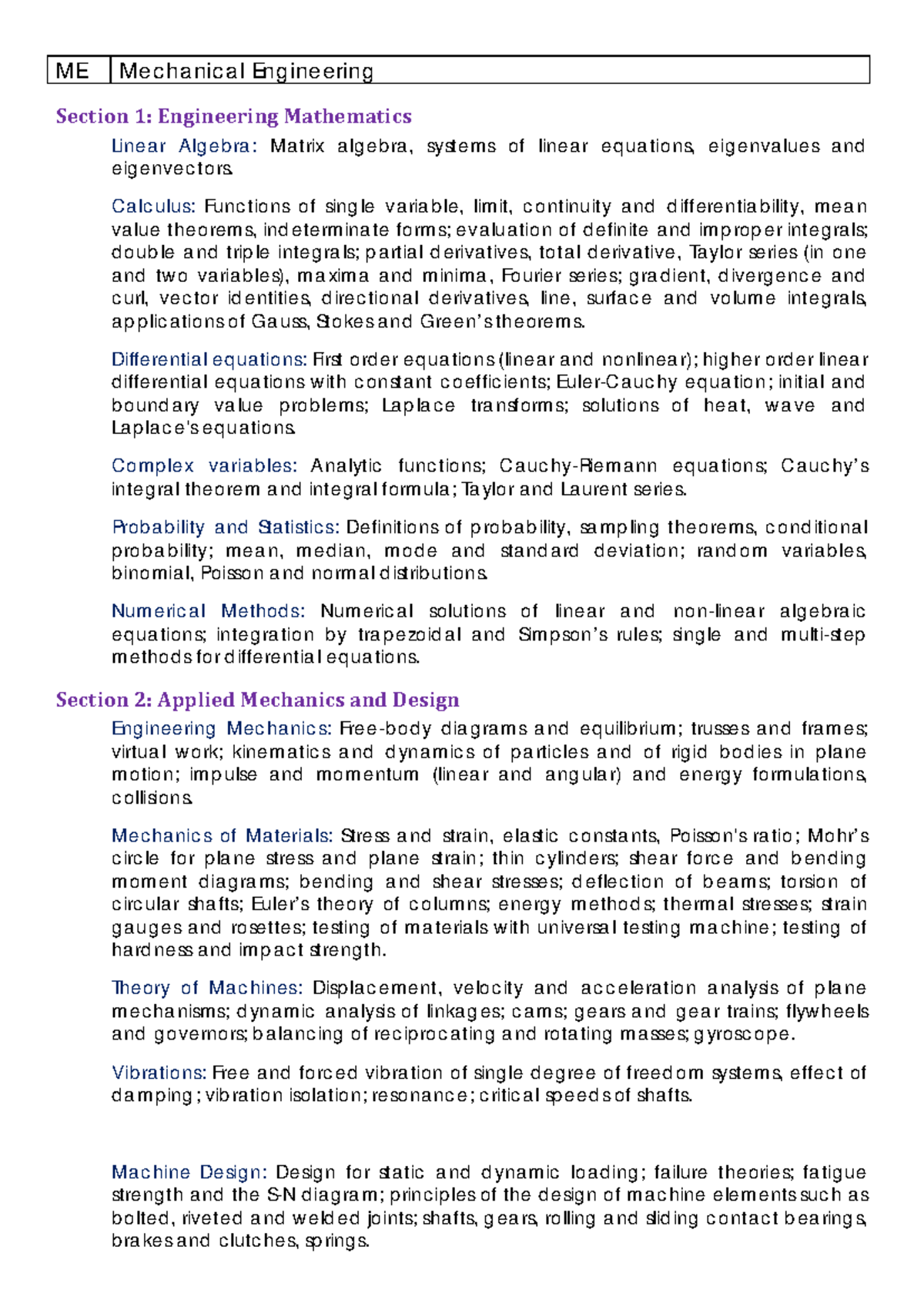 Mechanical-Engineering - ME Mechanical Engineering Section 1 ...