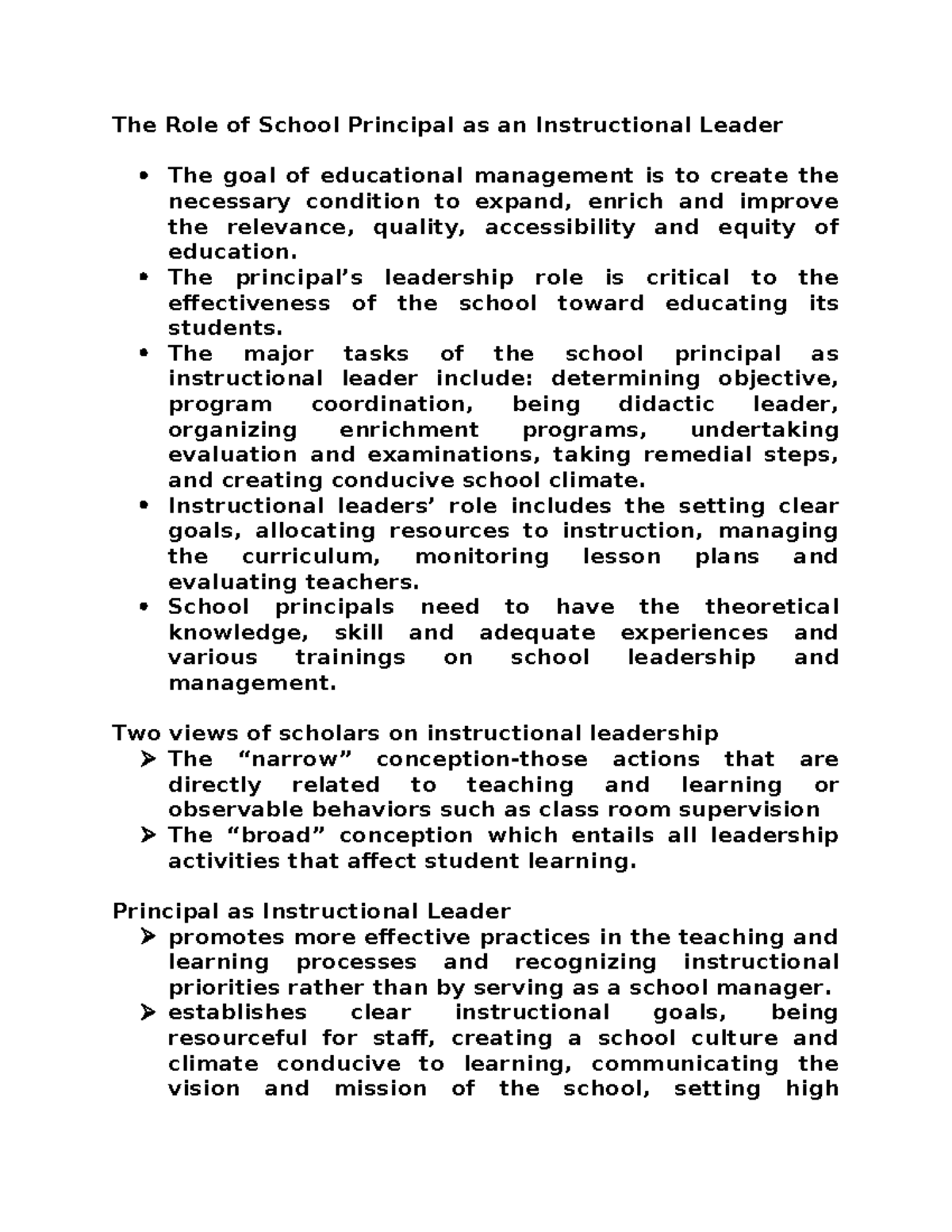 The Role of School Principal as Instructional Leader - The Role of ...