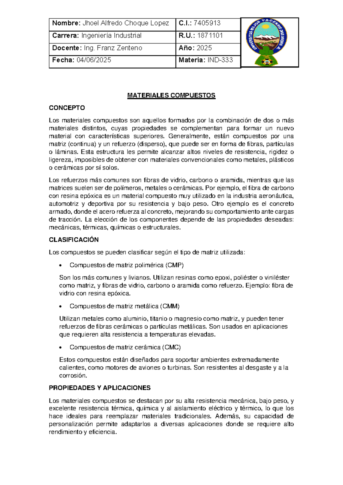 Materiales Compuestos: Conceptos y Clasificación (Ing. Industrial ...