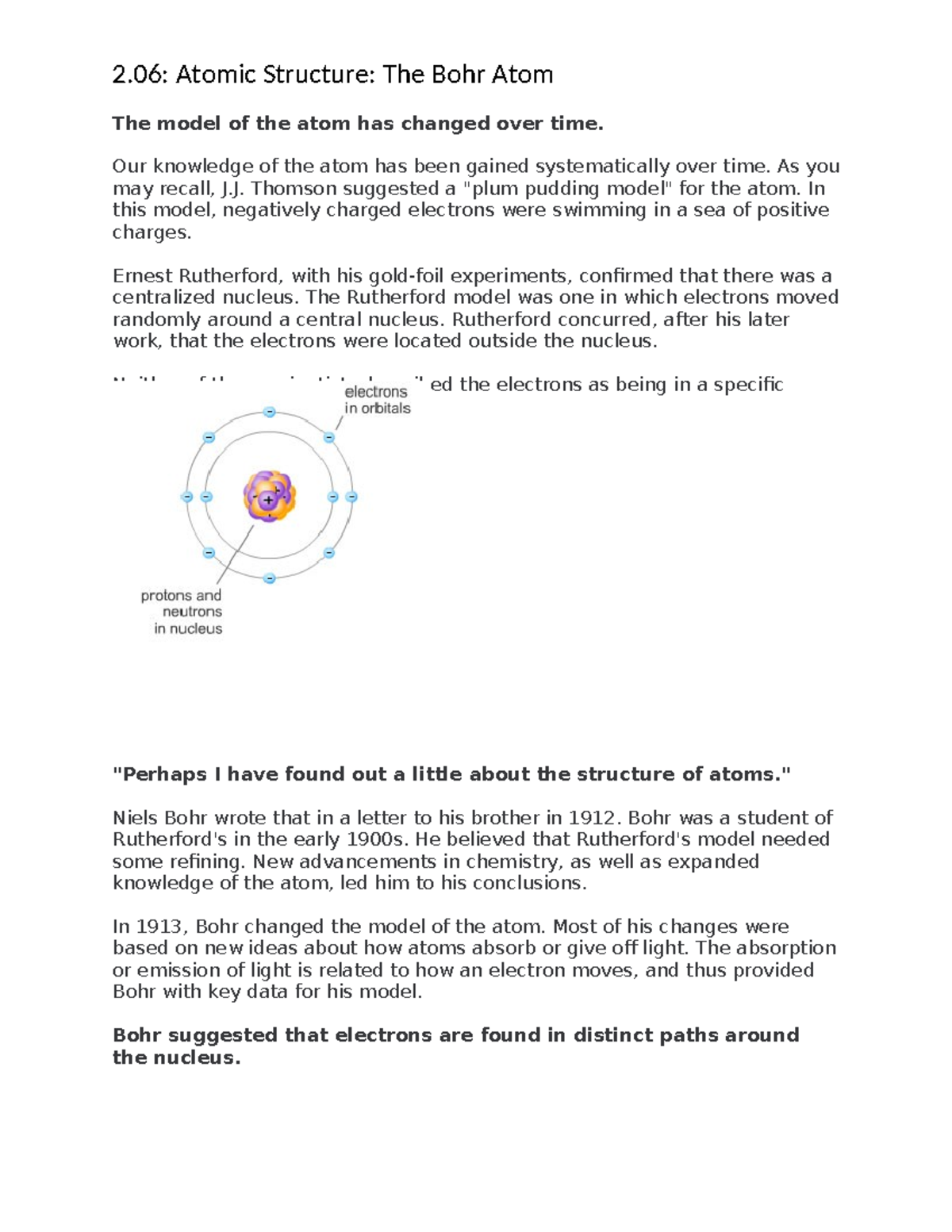 2.06: Bohr's Model of the Atom - Energy Levels & Electron Movement ...