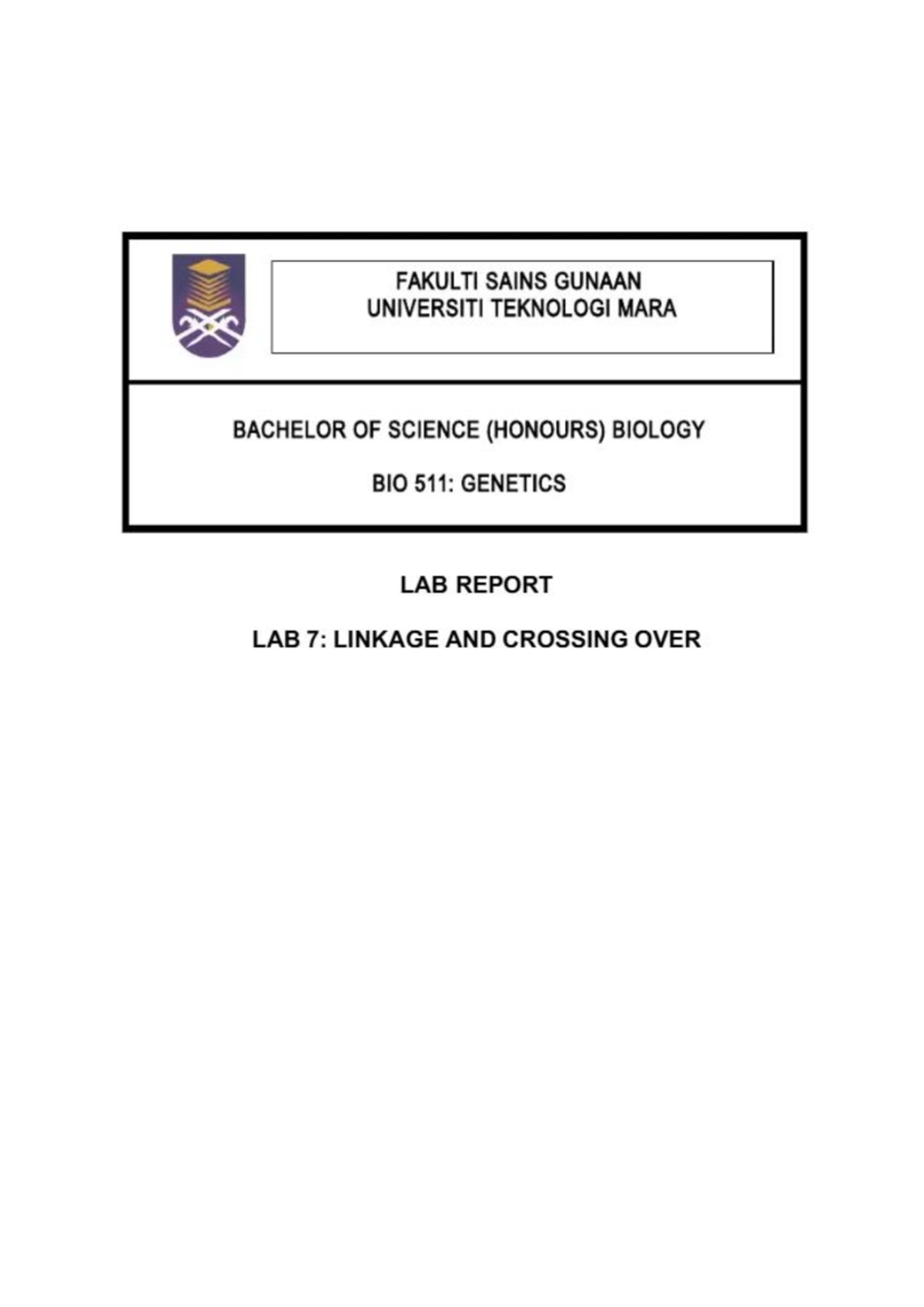 BIO511 Lab 7: Genetic Linkage and Crossing Over in Sordaria fimicola ...