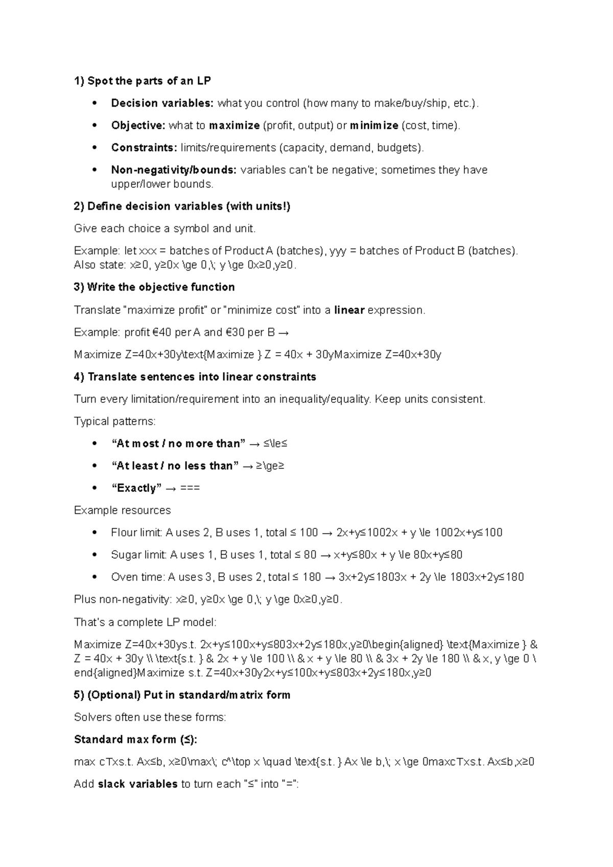 2DD50 Linear Programming: Decision Variables, Objectives & Constraints ...