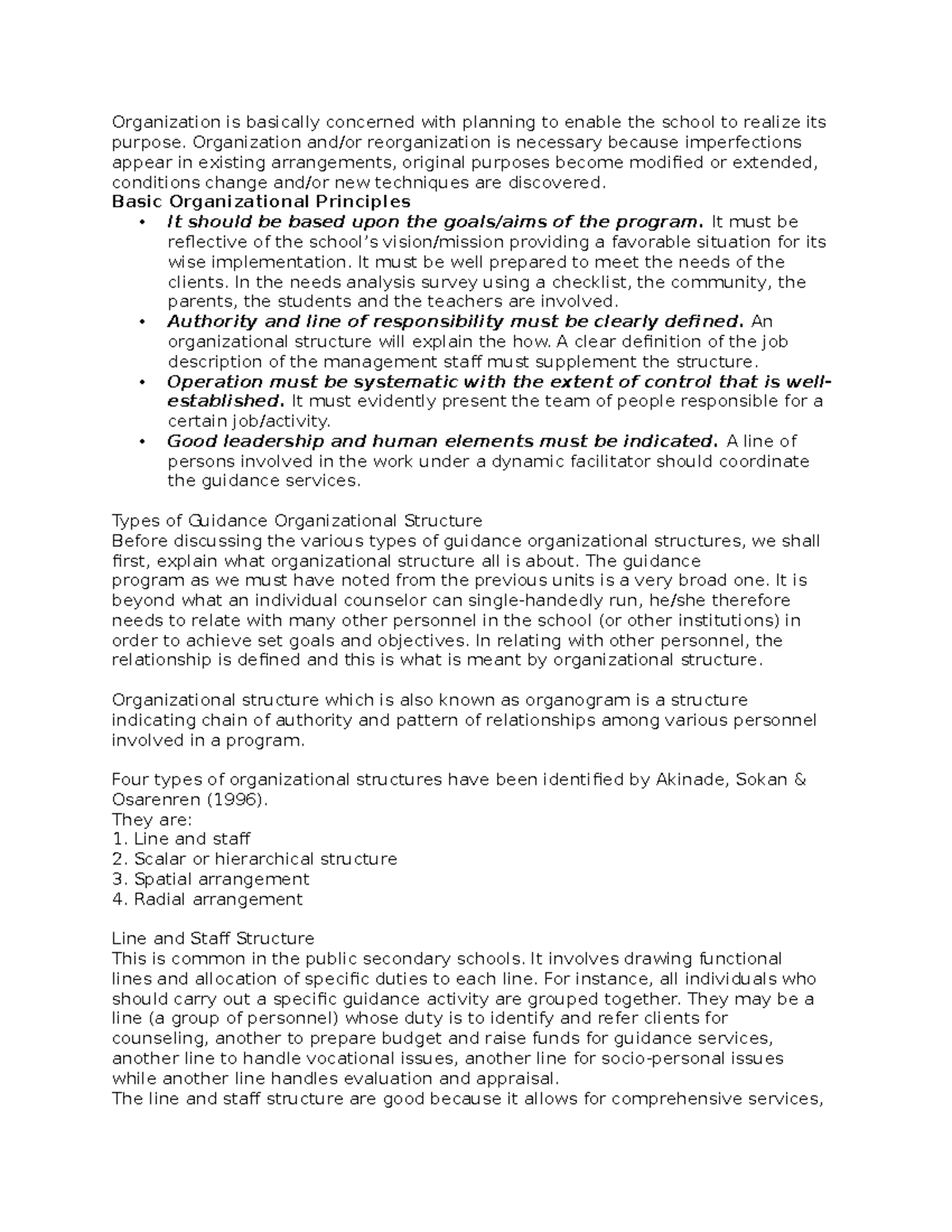 Organizational Structure in Guidance Programs - A Comprehensive Report ...