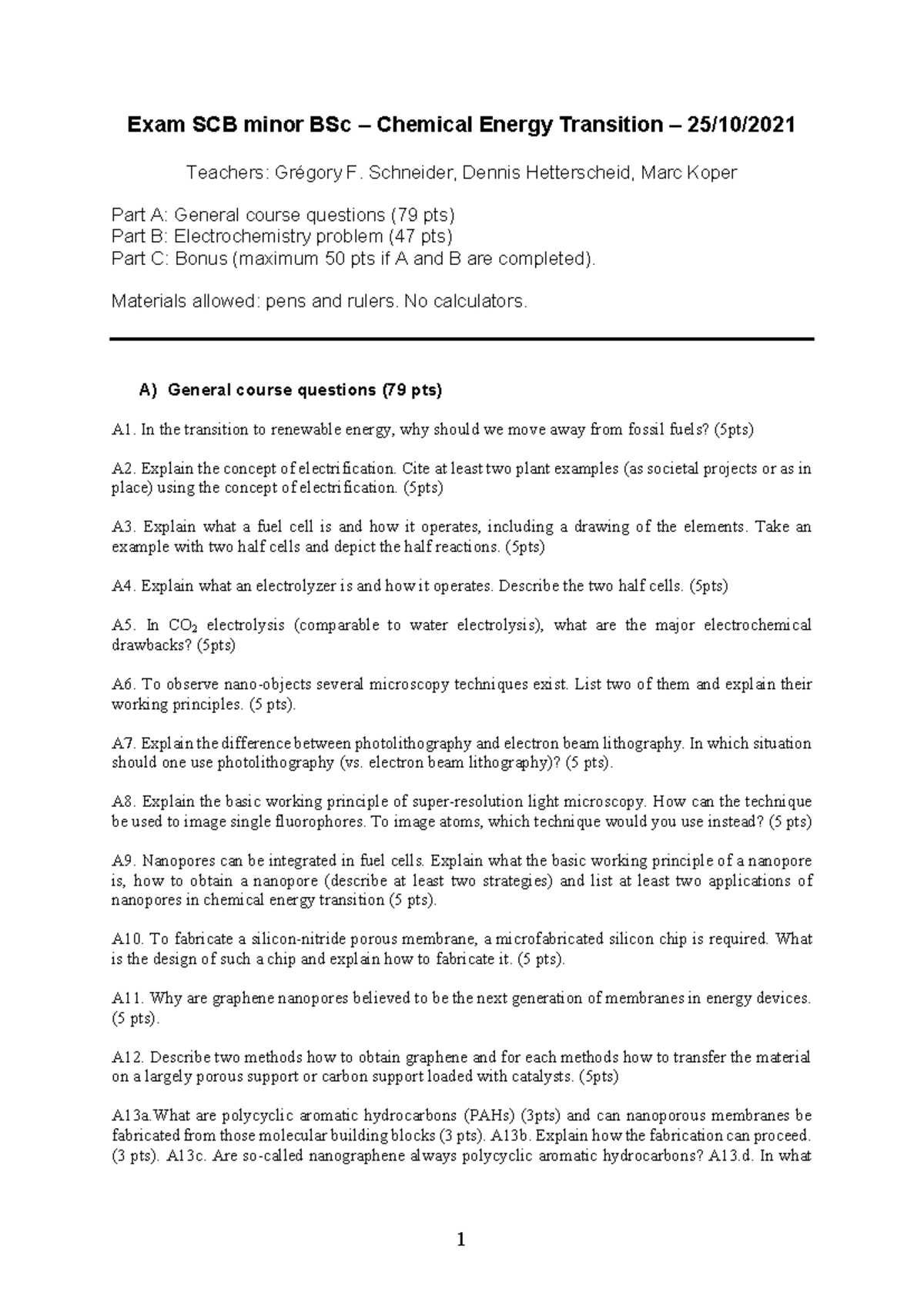 Oefententamen CET - SCB Minor BSc Chemical Energy Transition 2023 ...