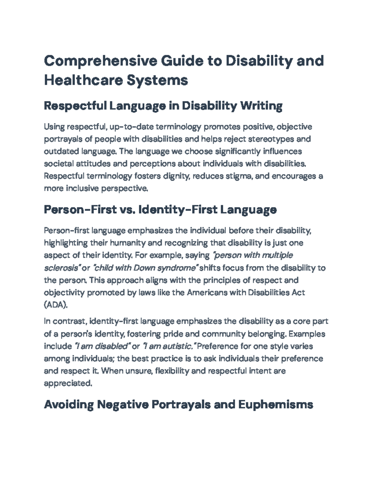 Comprehensive Overview of Disability & Healthcare Practices (HCDS ...