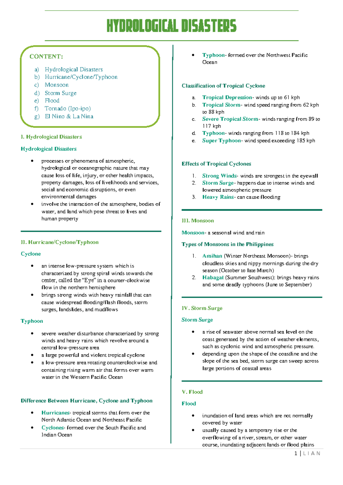 Hydrological Disasters - Geology Notes - HYDROLOGICAL DISASTERS 1 | L I ...