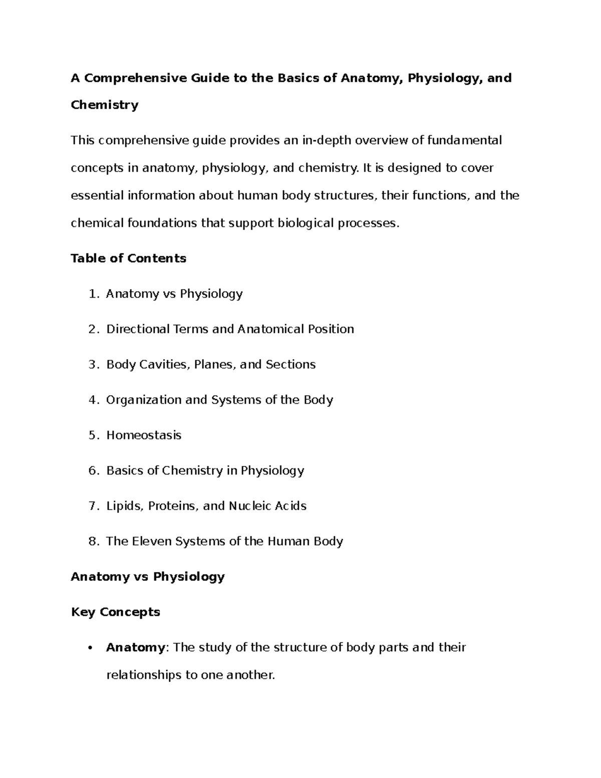 Exam1 study - exam 1 - A Comprehensive Guide to the Basics of Anatomy ...