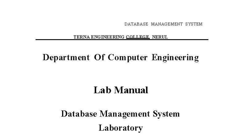 CSIA02 Database Management System Lab Manual - Experiment 01 - Studocu