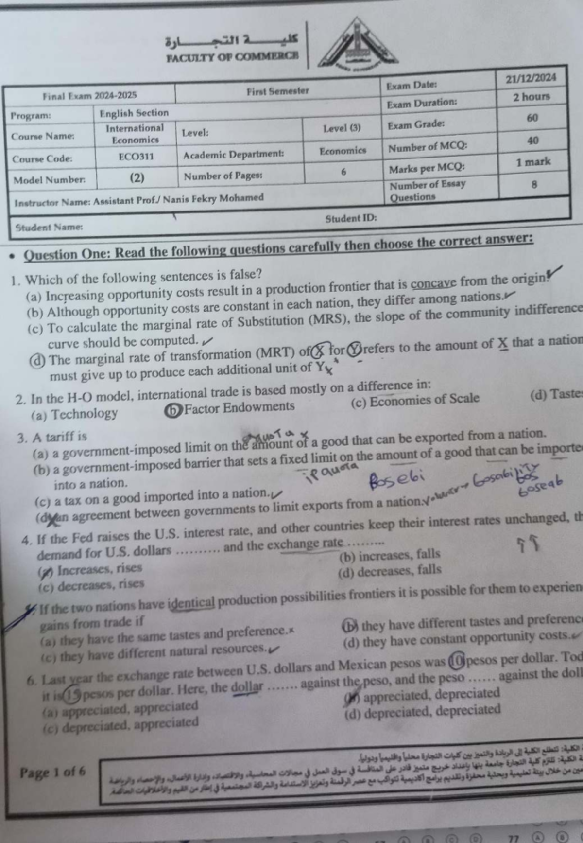 ECO311 Final Exam Study Guide - International Economics - Studocu