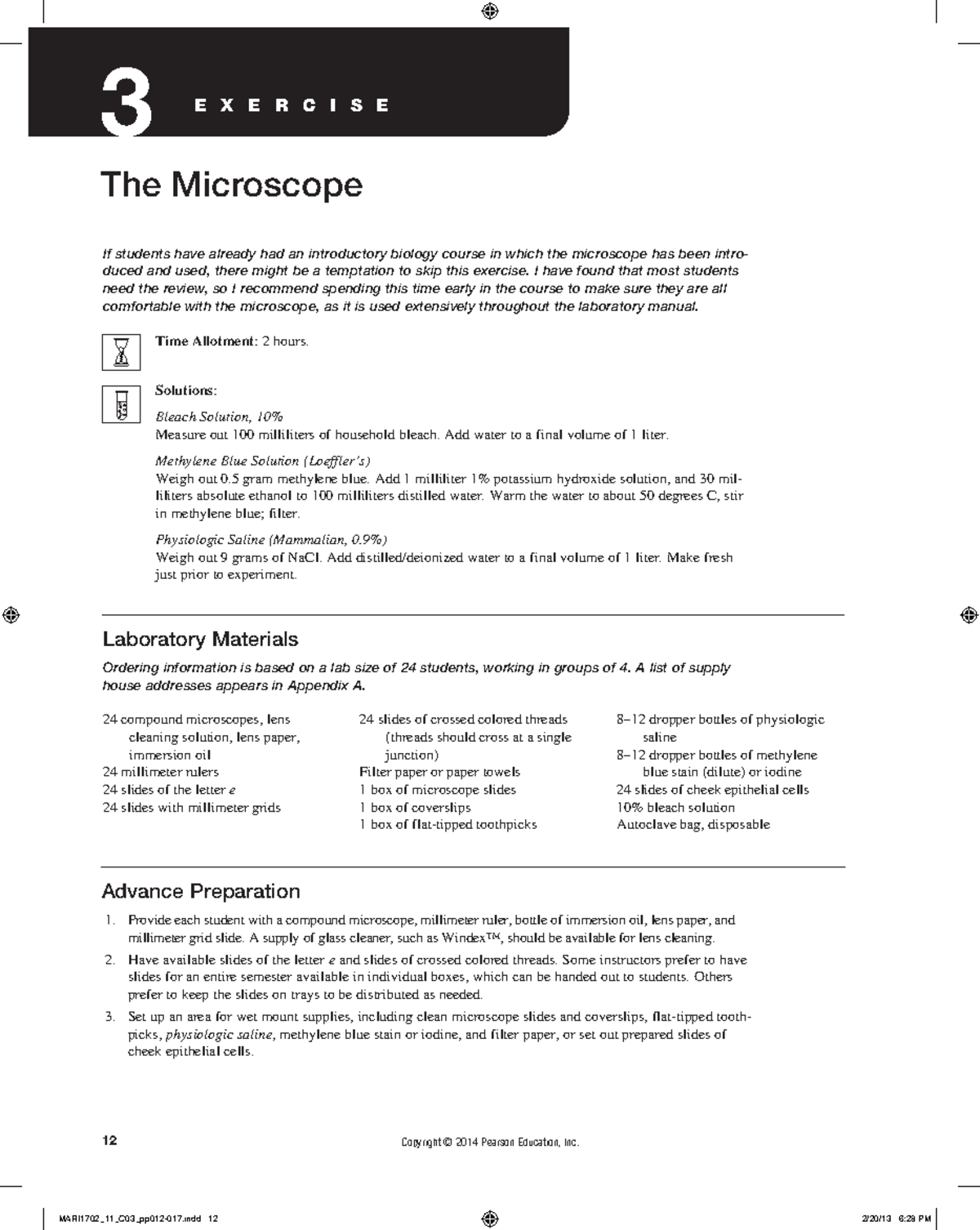 Lab 3 Microscope Answers - 12 Copyright © 2014 Pearson Education, Inc ...