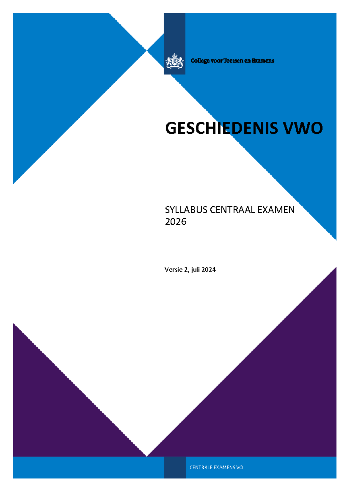 GESCHIEDENIS VWO SYLLABUS CENTRAAL EXAMEN 2026 - Versie 2 - Studeersnel