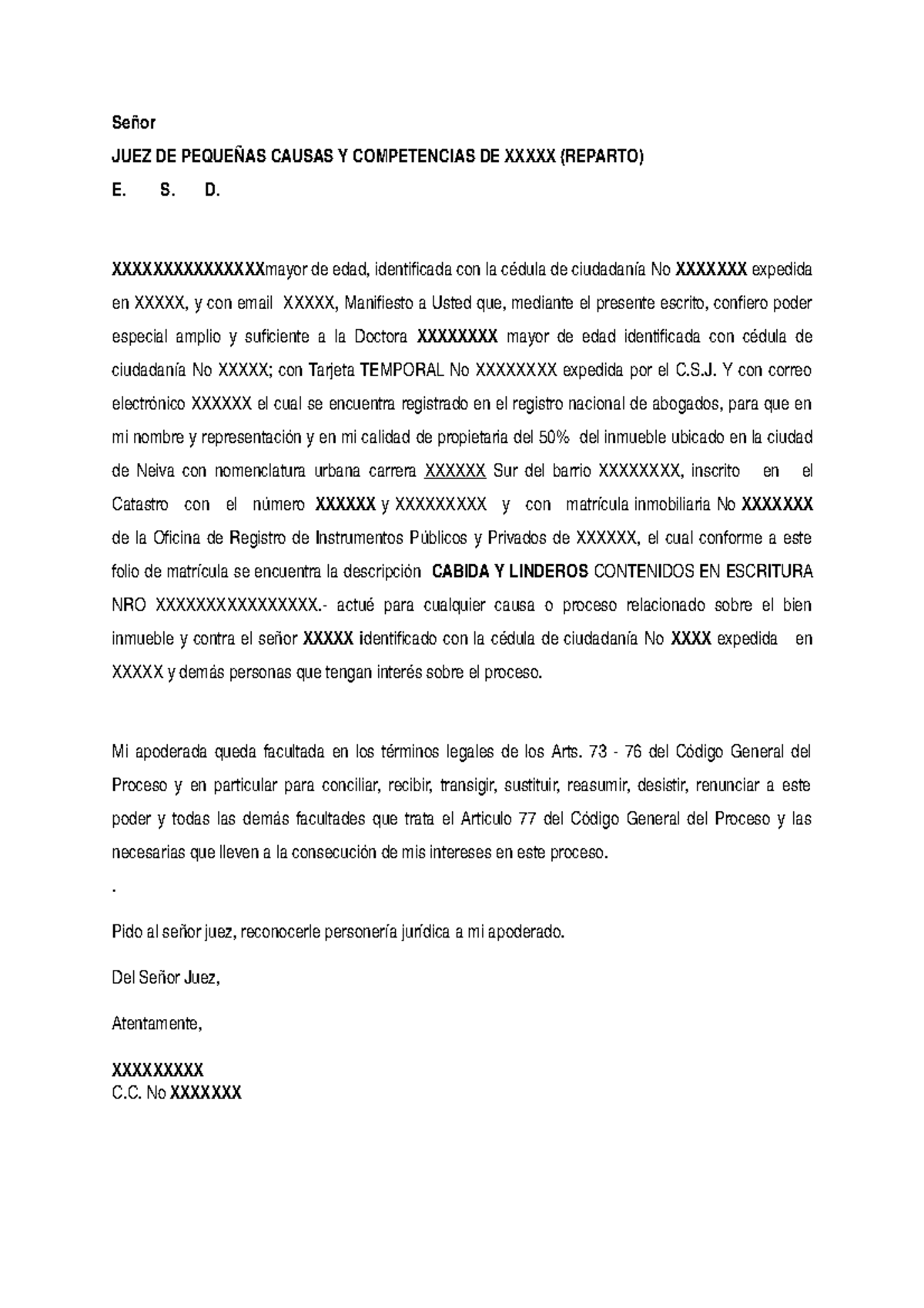 Poder Especial para Proceso Divisorio 2 y Representación Legal - Studocu