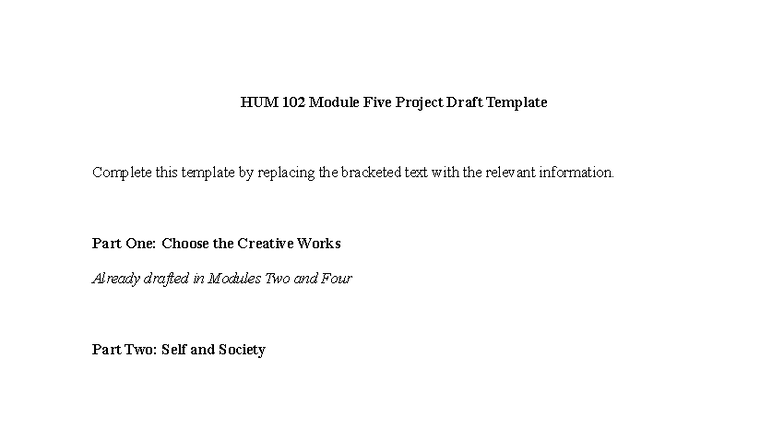 HUM 102 Module Five Final Project Draft Template on Identity and ...