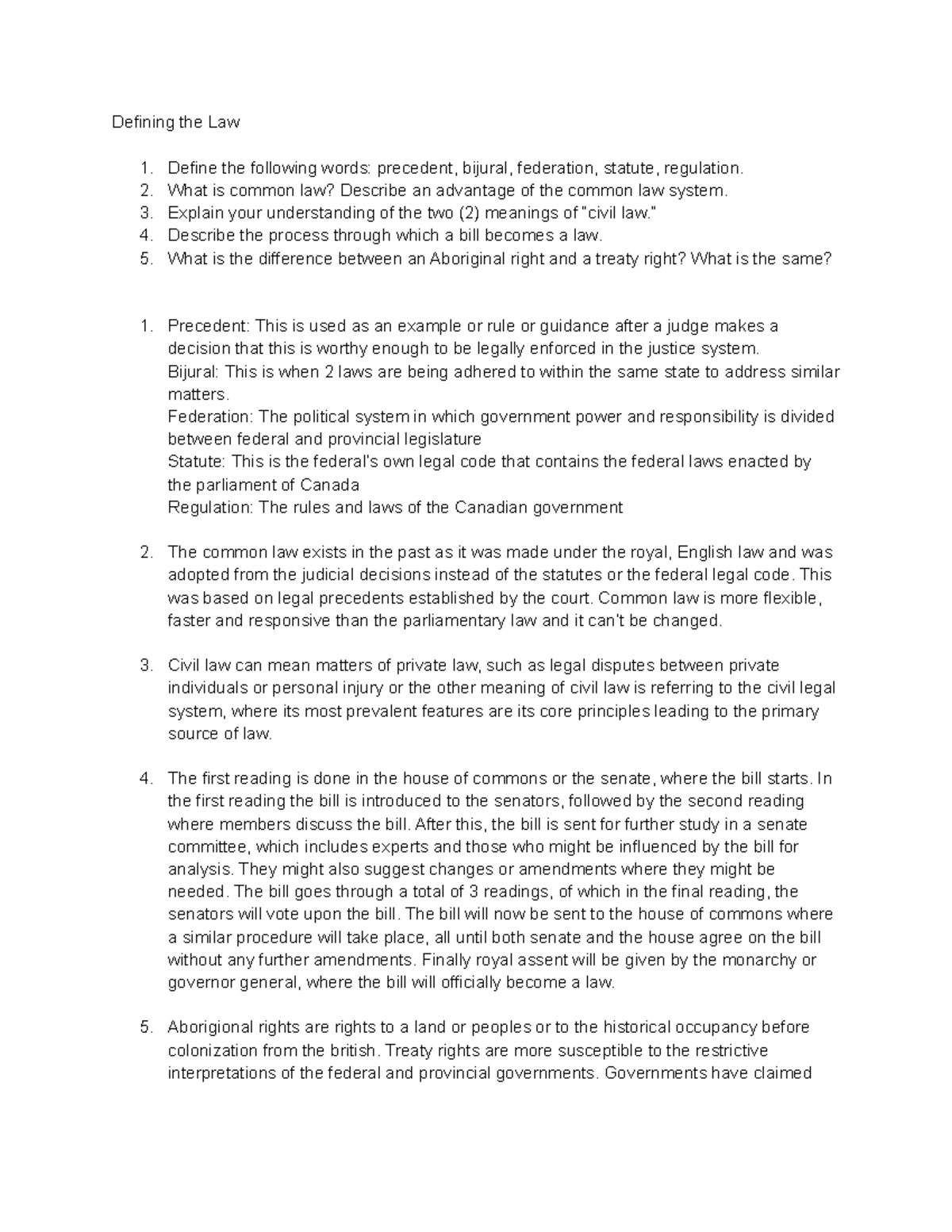 Defining the law - Defining the Law Define the following words ...