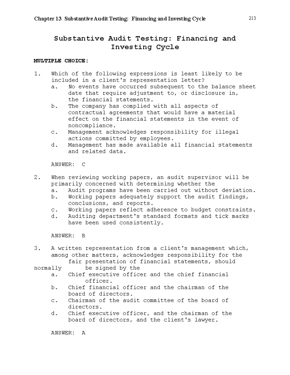 Ch13 - Substantive Audit Testing Financing and Investing Cycle ...
