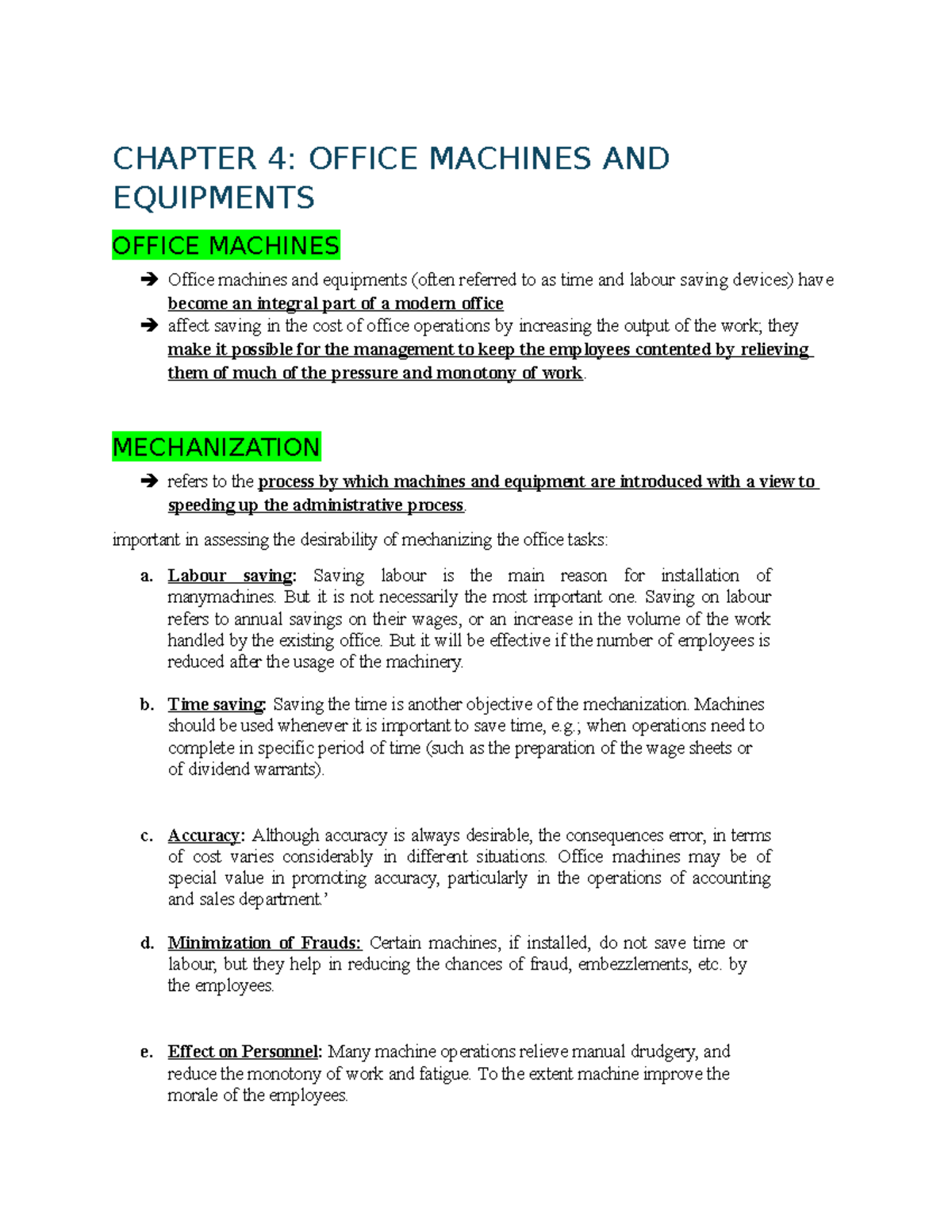 AMA Chapter 4: Overview of Office Machines and Equipment - Studocu
