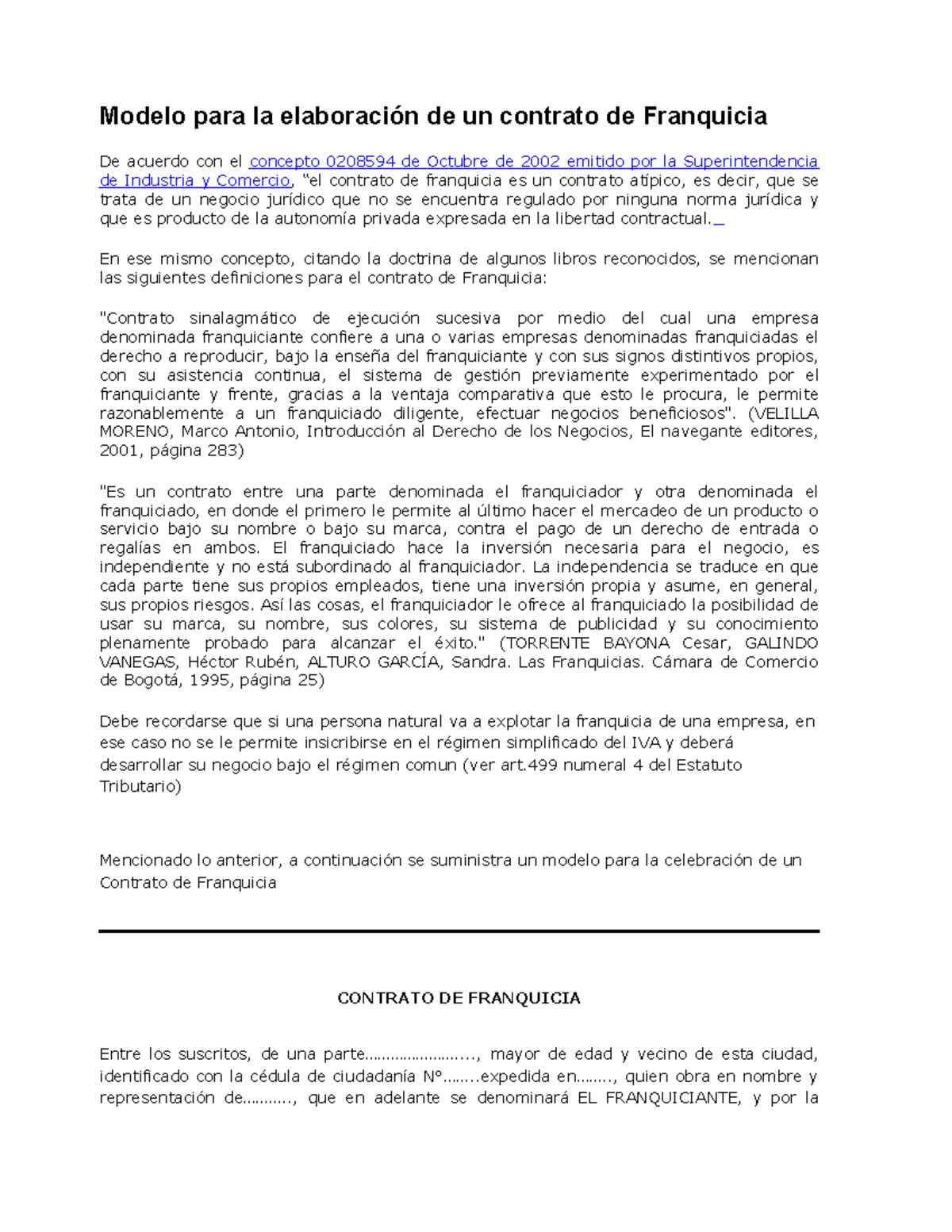 Modelo de Contrato de Franquicia: Guía y Cláusulas Esenciales - Studocu