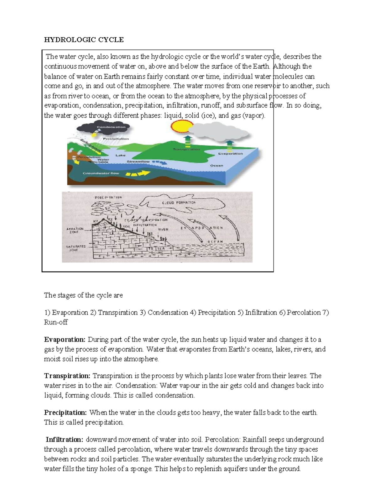ENGG 101: Hydrologic Cycle and Groundwater Dynamics Notes - Studocu