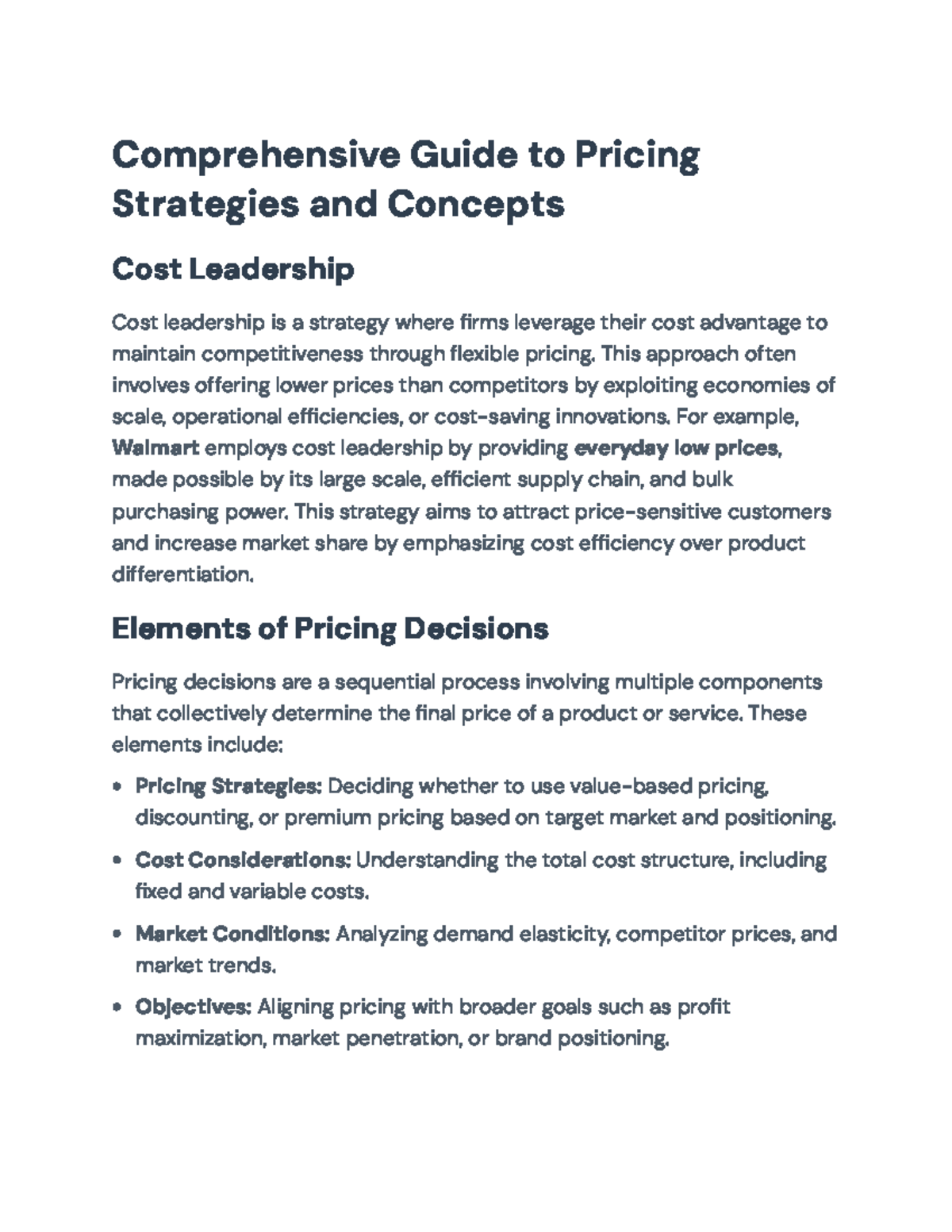 Comprehensive Overview of Pricing Strategies and Tactics (BUS 101 ...